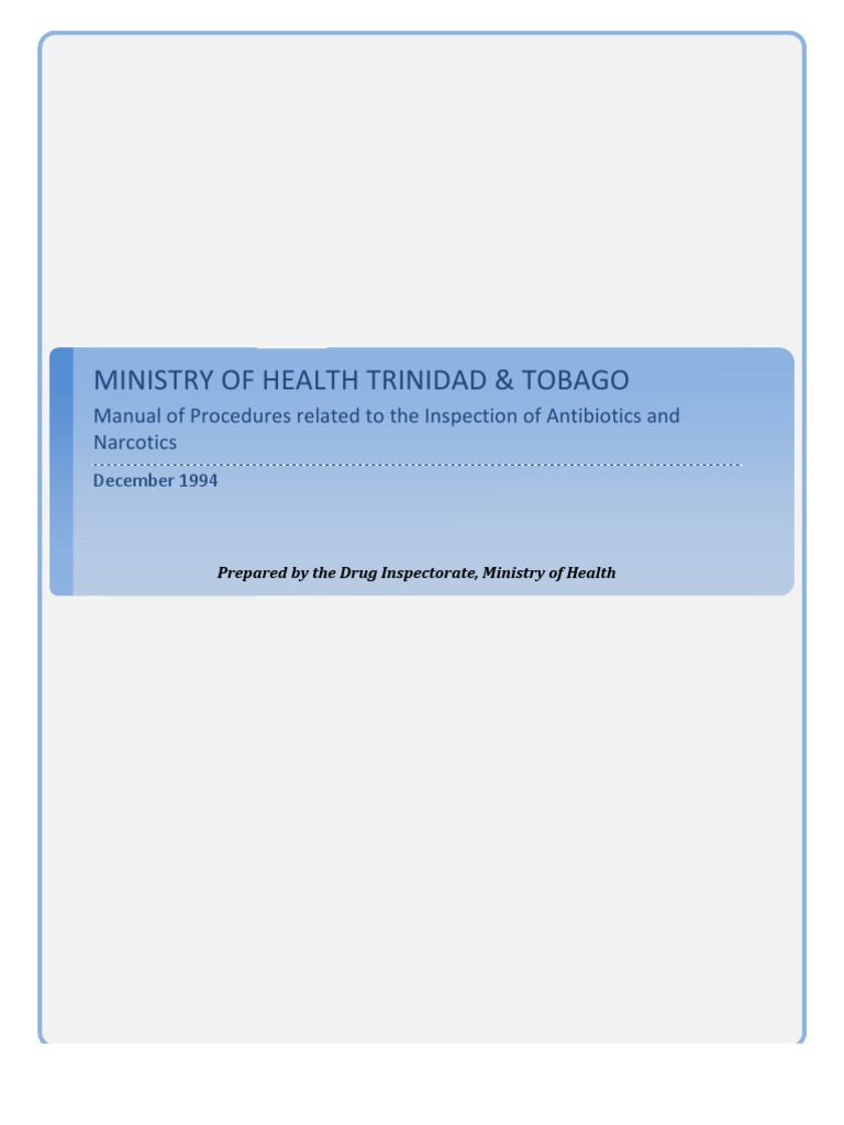 MINISTRY of HEALTH TRINIDAD & TOBAGO Manual of Procedures Related To The Inspection of ...