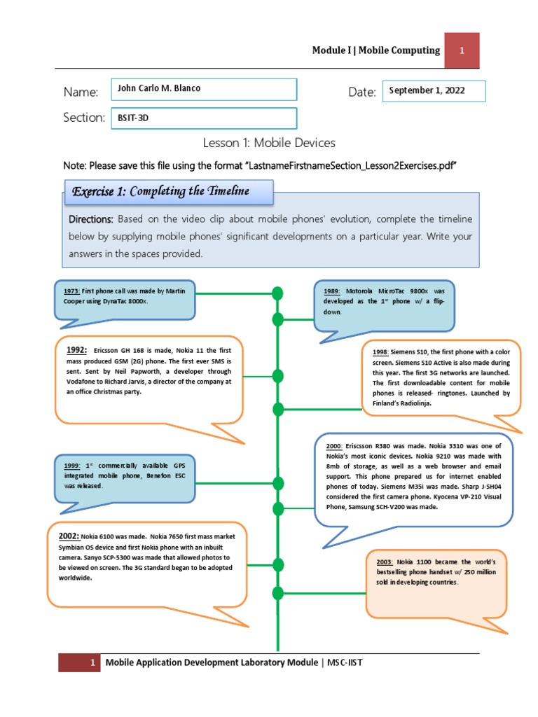 BlancoJohnCarloBSIT-3D - Lesson 2 - Exercises | PDF | Smartphone | Nokia