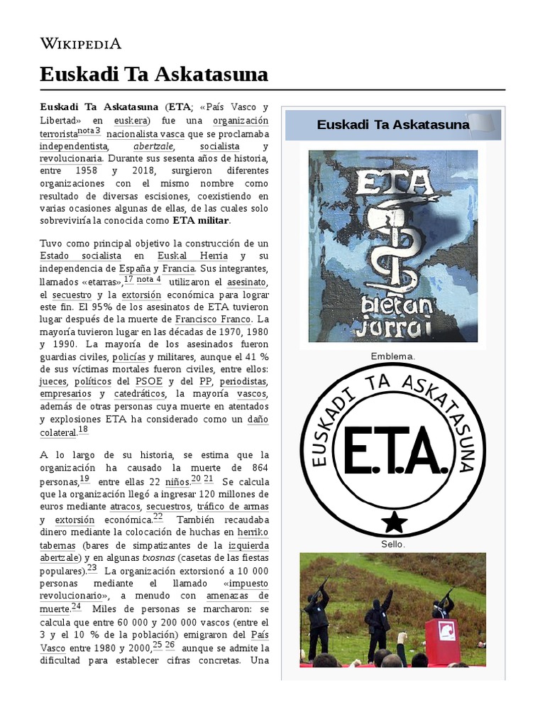 Euskadi Ta Askatasuna | PDF | Gobierno de españa | País Vasco ...