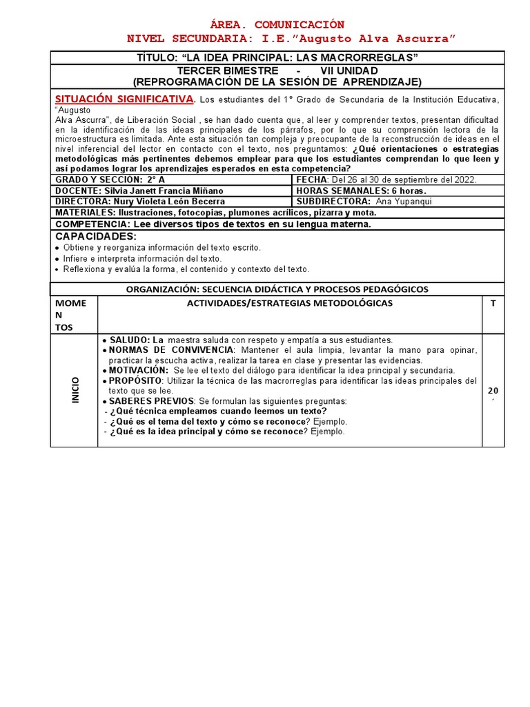 Macrorreglas para Identificar Ideas Principales | PDF | Comprensión ...