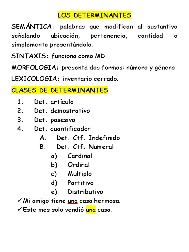 Los Determinantes | PDF | Lingüística | Semántica