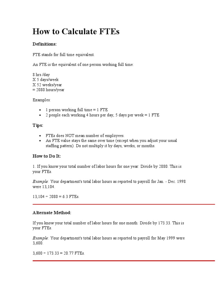 FTE Calculation Guide and Examples | PDF