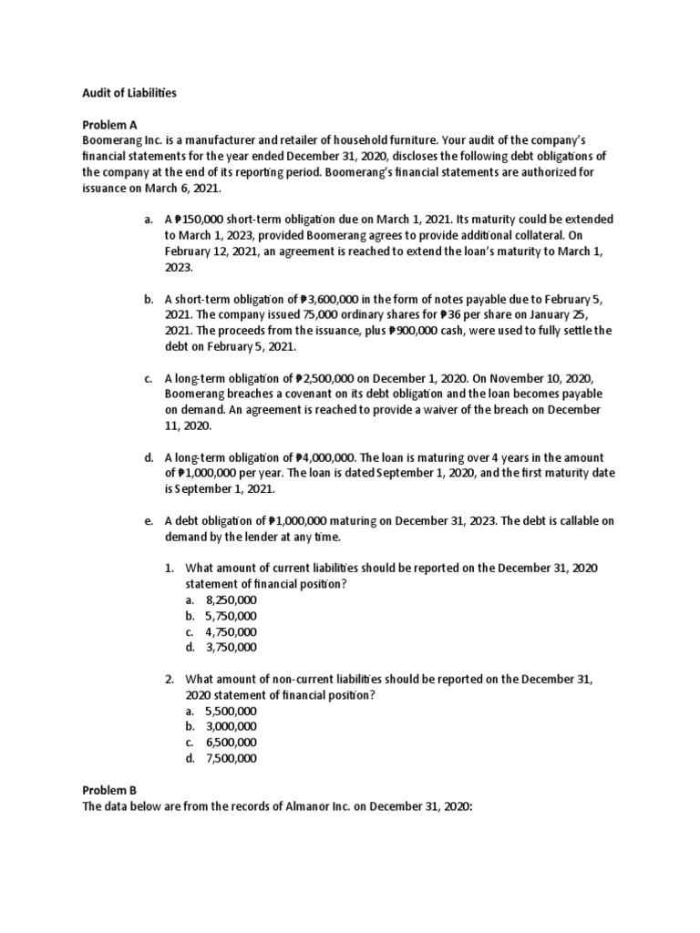 Audit of Liabilities Q&A | PDF | Loans | Accounts Payable