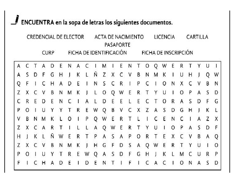 Sopa de Letras Documentos | PDF