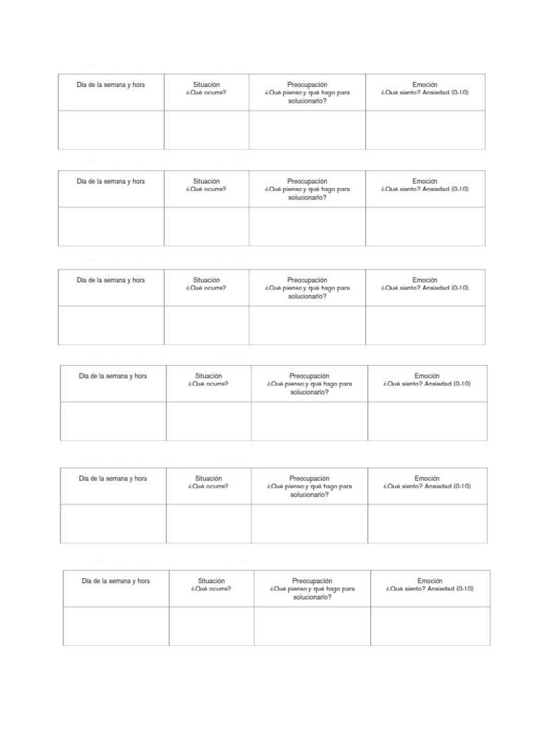 Registro De Pensamientos Ansiedad Pdf