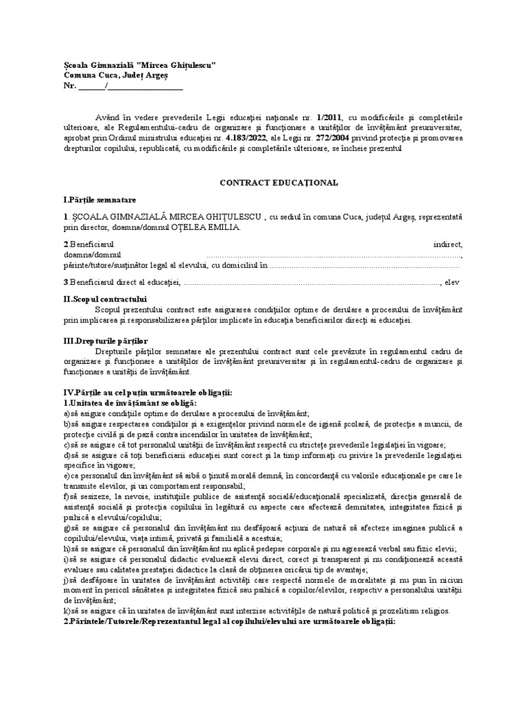 Contract Educational CF ROFUIP 2022 | PDF