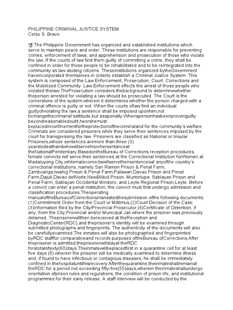 Philippine Criminal Justice System | PDF | Prison | Crimes