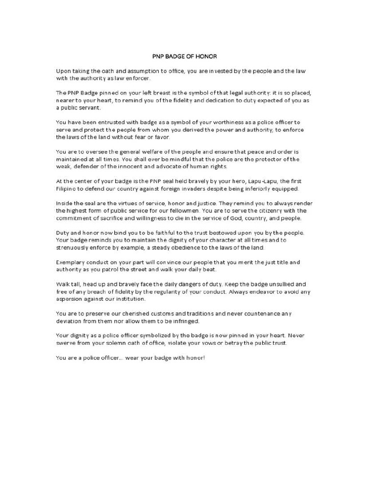 PNP Badge of Honor | PDF