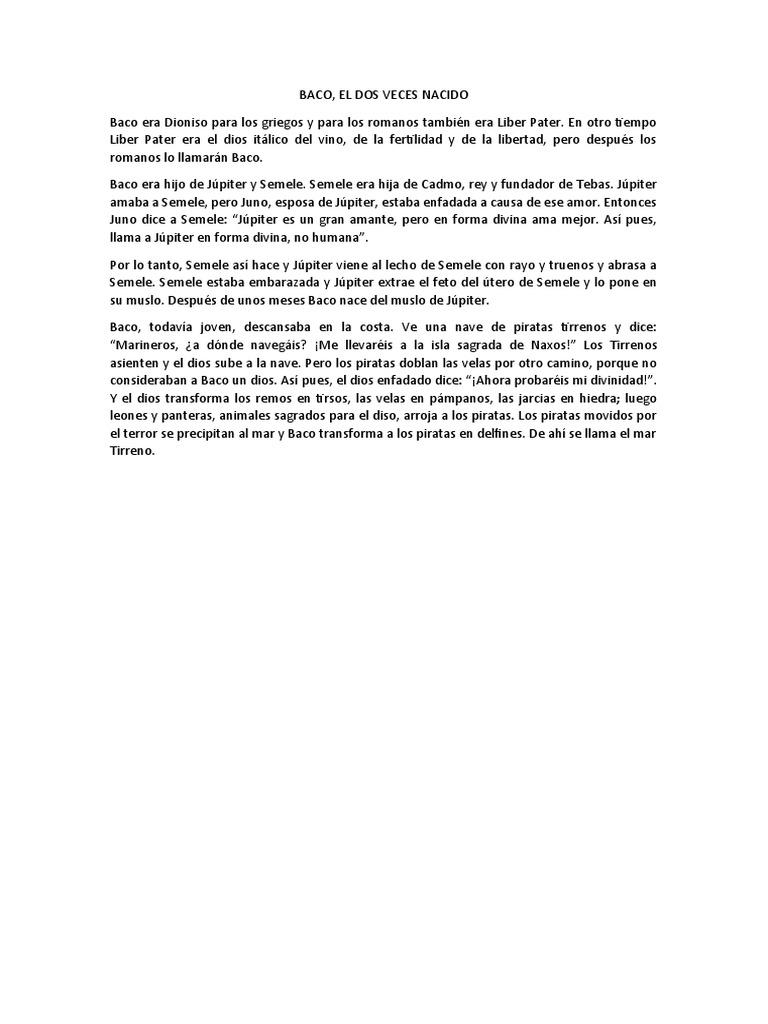 Tema 6 - Baco, El Dos Veces Nacido | PDF