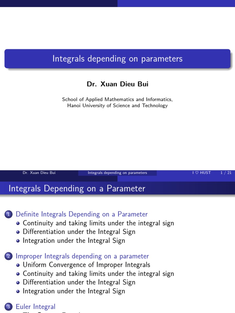 Integrals Depending On Parameters | PDF