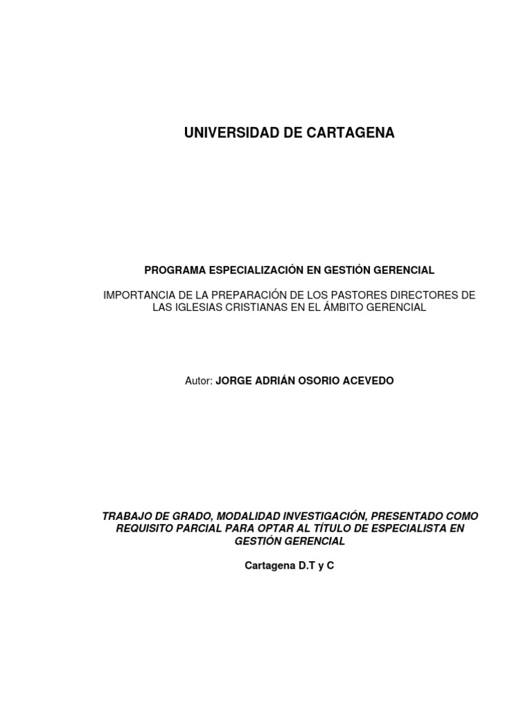 Proyecto de Grado Esp Jorge Adrián Osorio A | PDF | Iglesia Católica ...