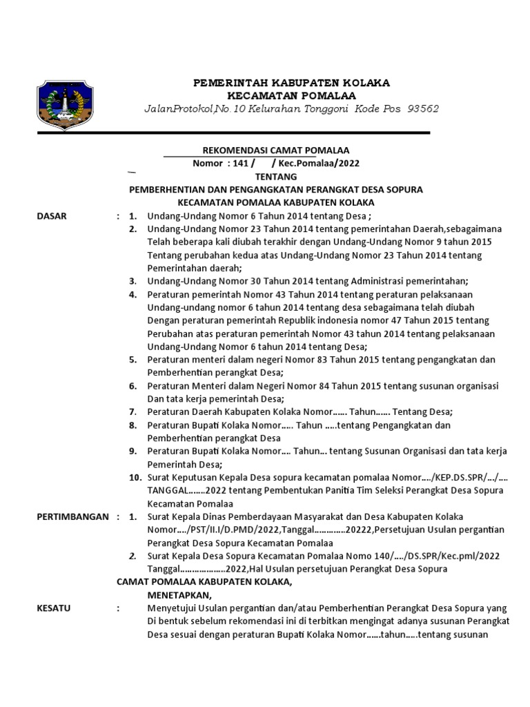 Rekomendasi Camat | PDF