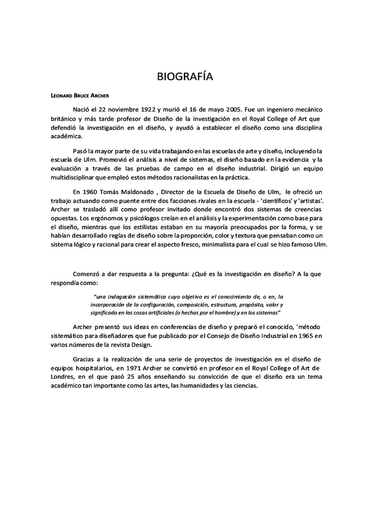 Bruce Archer Metodologia de Diseo Industrial | PDF | Diseño | Método ...