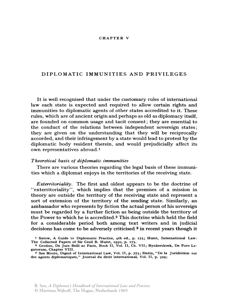 Theoretical Basis of Diplomatic Immunities | PDF | Political Science ...
