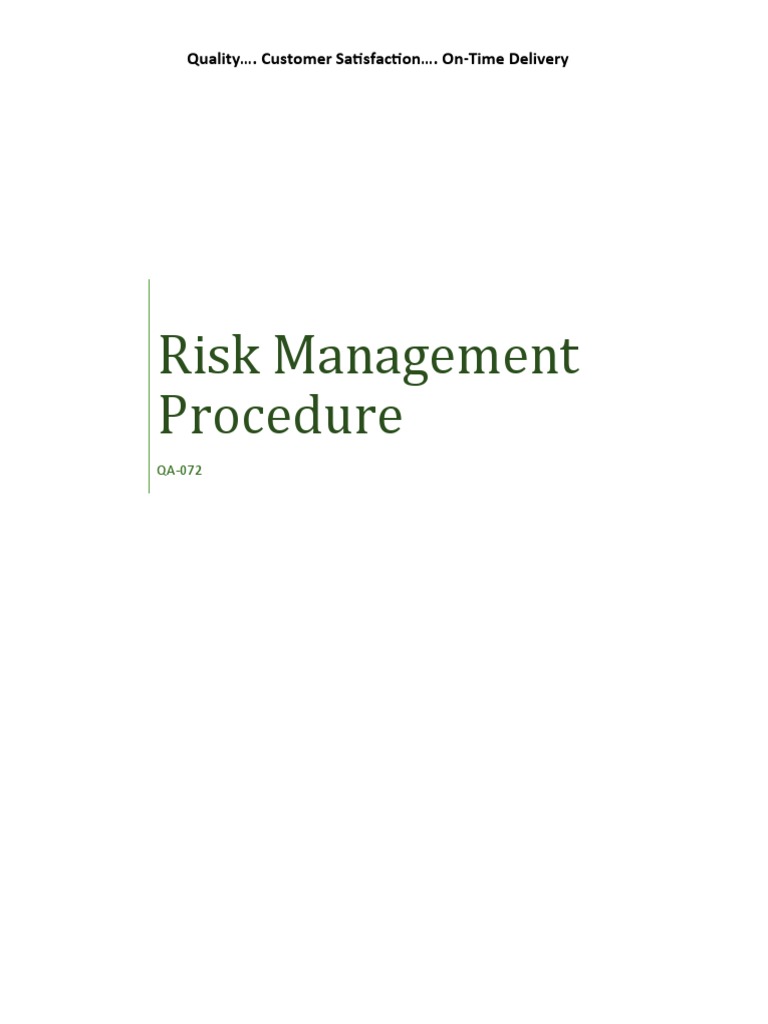QA-072 Risk Management Procedure | PDF | Risk | Risk Management
