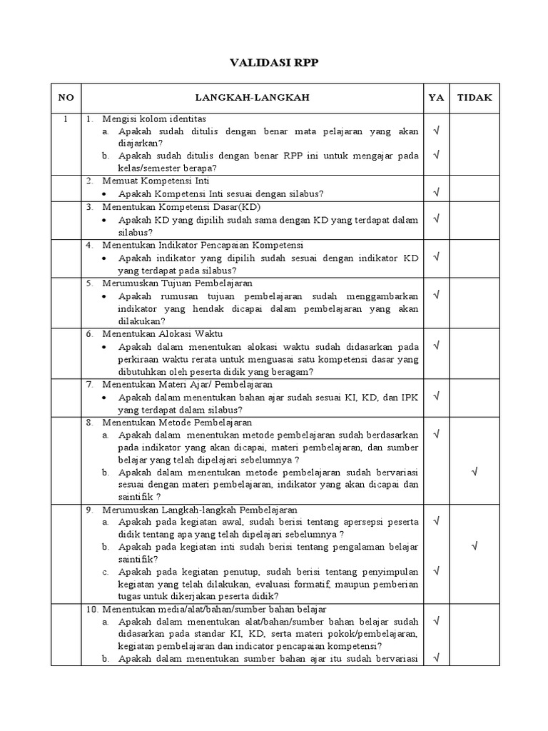Validasi RPP | PDF