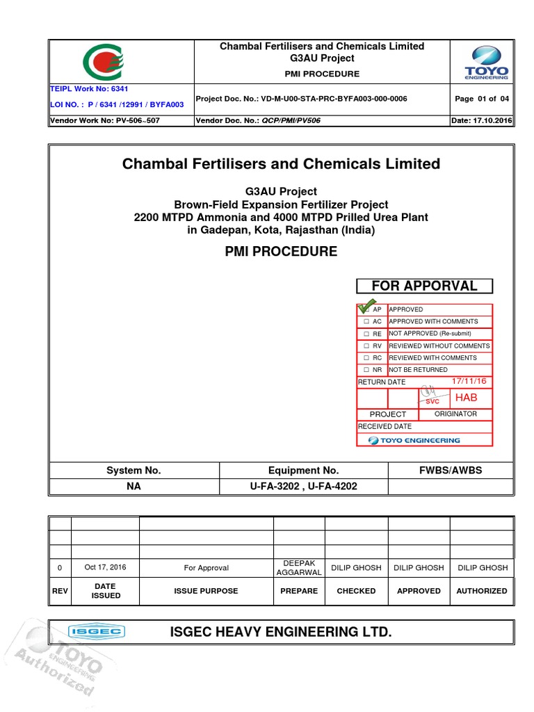 Pmi Procedure | PDF | Welding | Construction