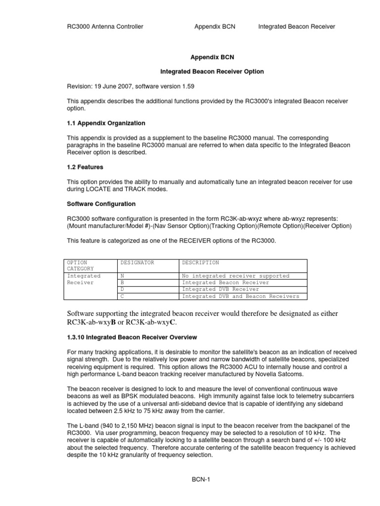 RC3000 Integrated Beacon Receiver Guide | PDF | Antenna (Radio) | Decibel