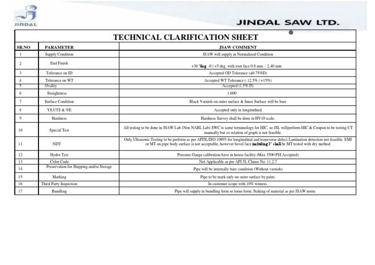 Technical Clarification (003) KOC | PDF | Pipe (Fluid Conveyance ...