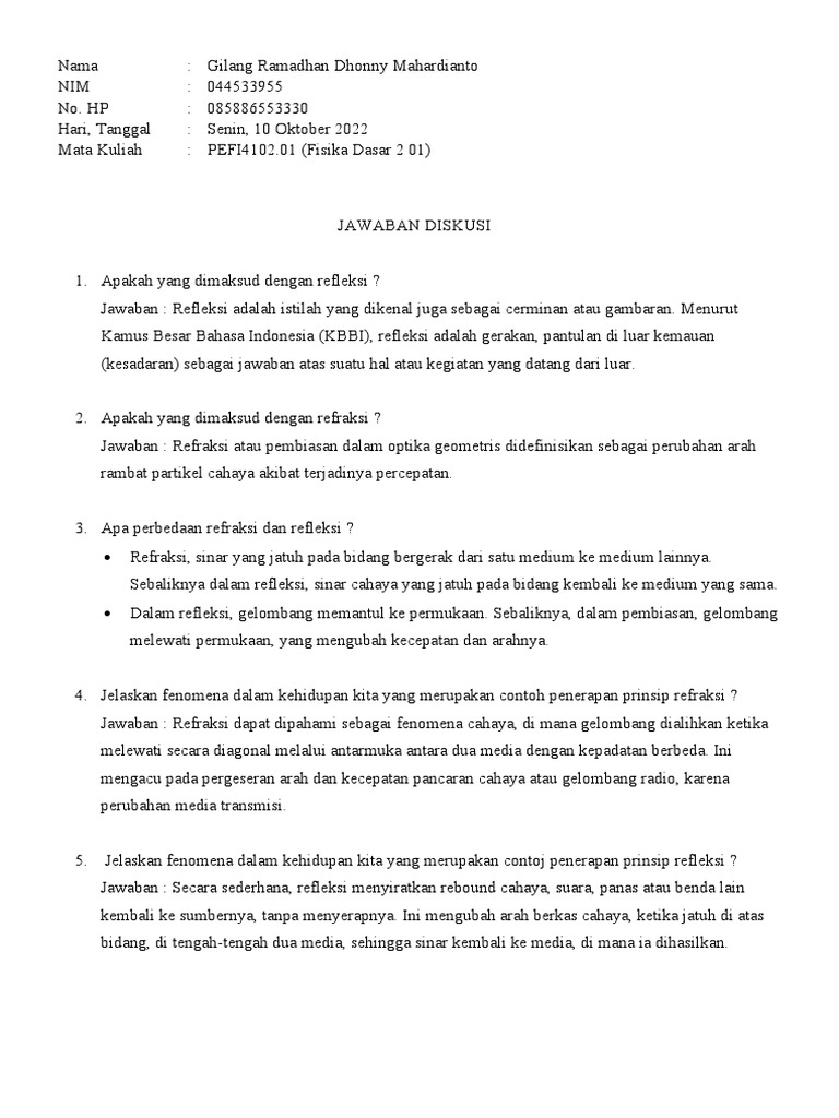 Jawaban Diskusi Fisika Dasar 2 01 | PDF