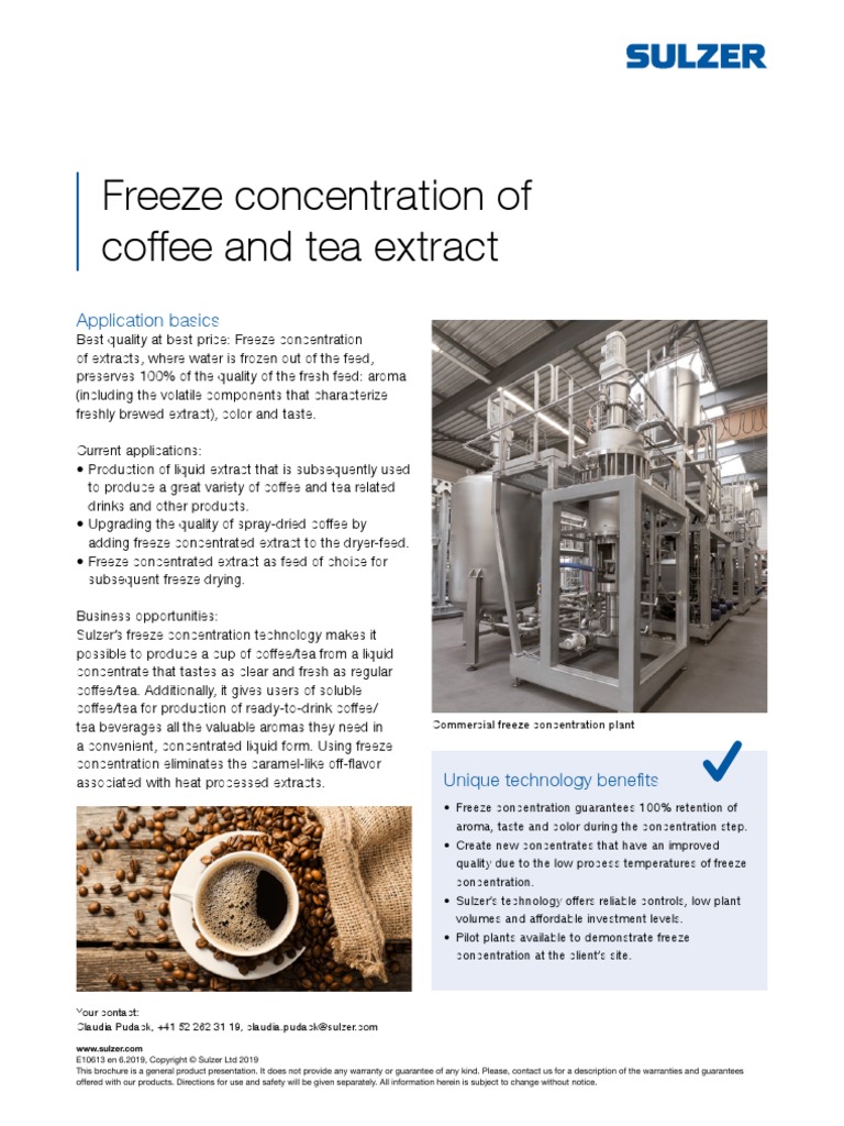 Freeze Concentration of Coffe and Tea | PDF | Coffee | Tea