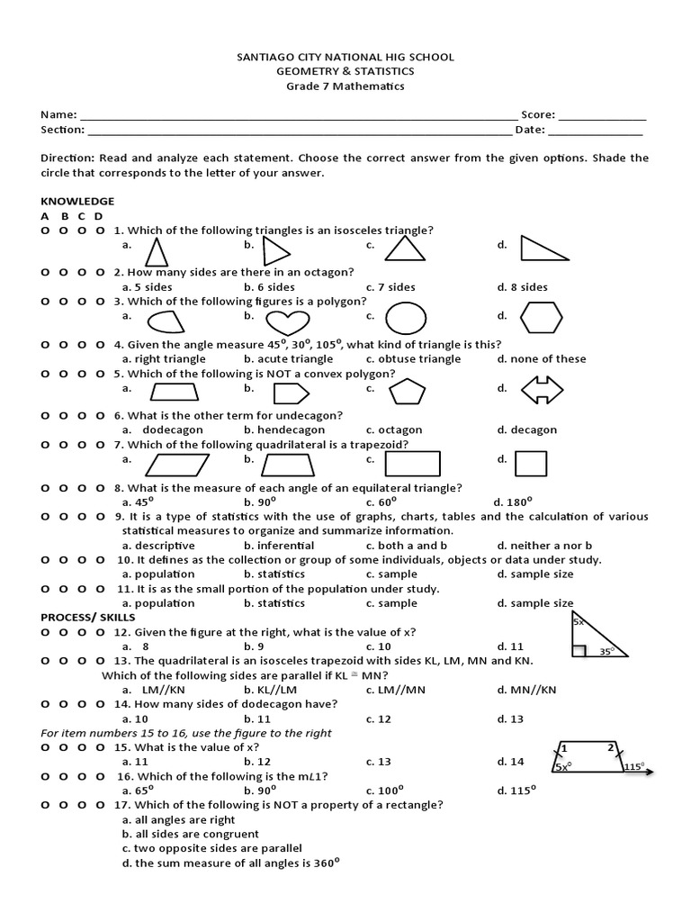 Math 7 4th Grading | PDF