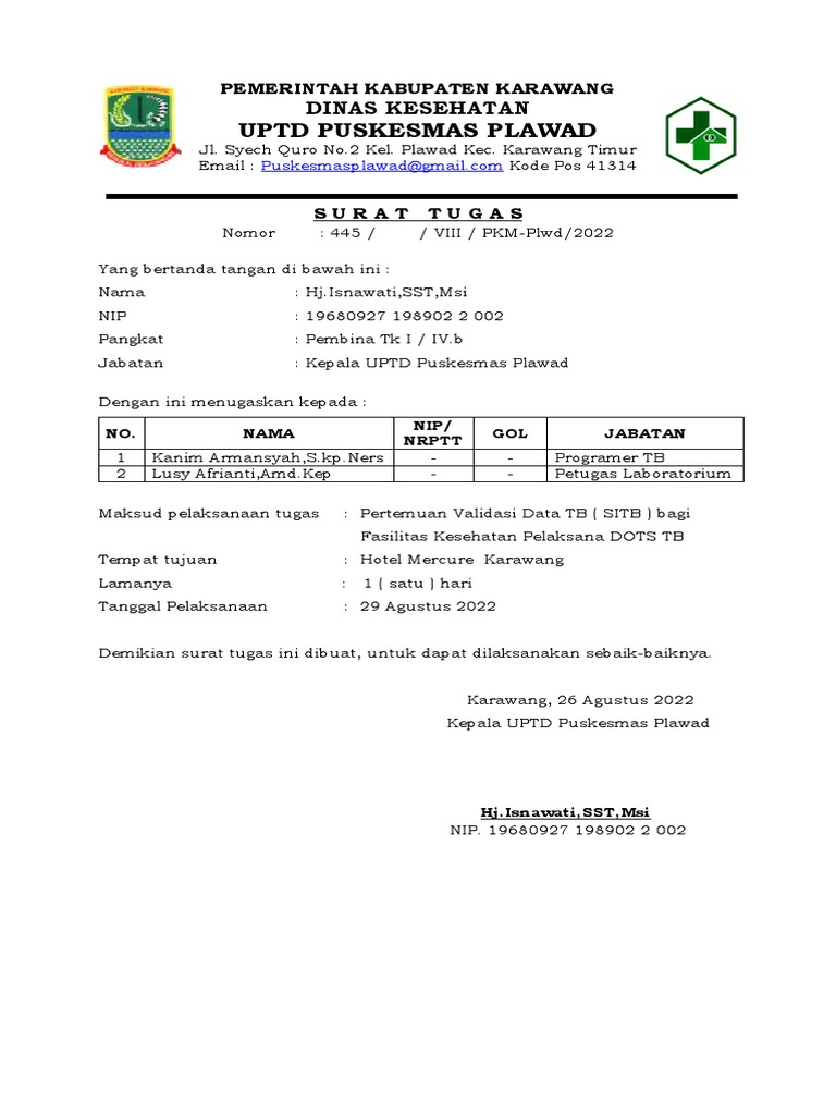 Contoh Surat Tugas | PDF