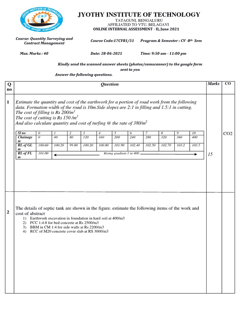 17cv81 - Online Internal Assessment Test - 2 | PDF