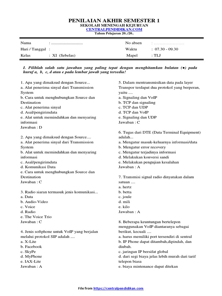 PAS TLJ SMK KEL 11 v1 | PDF