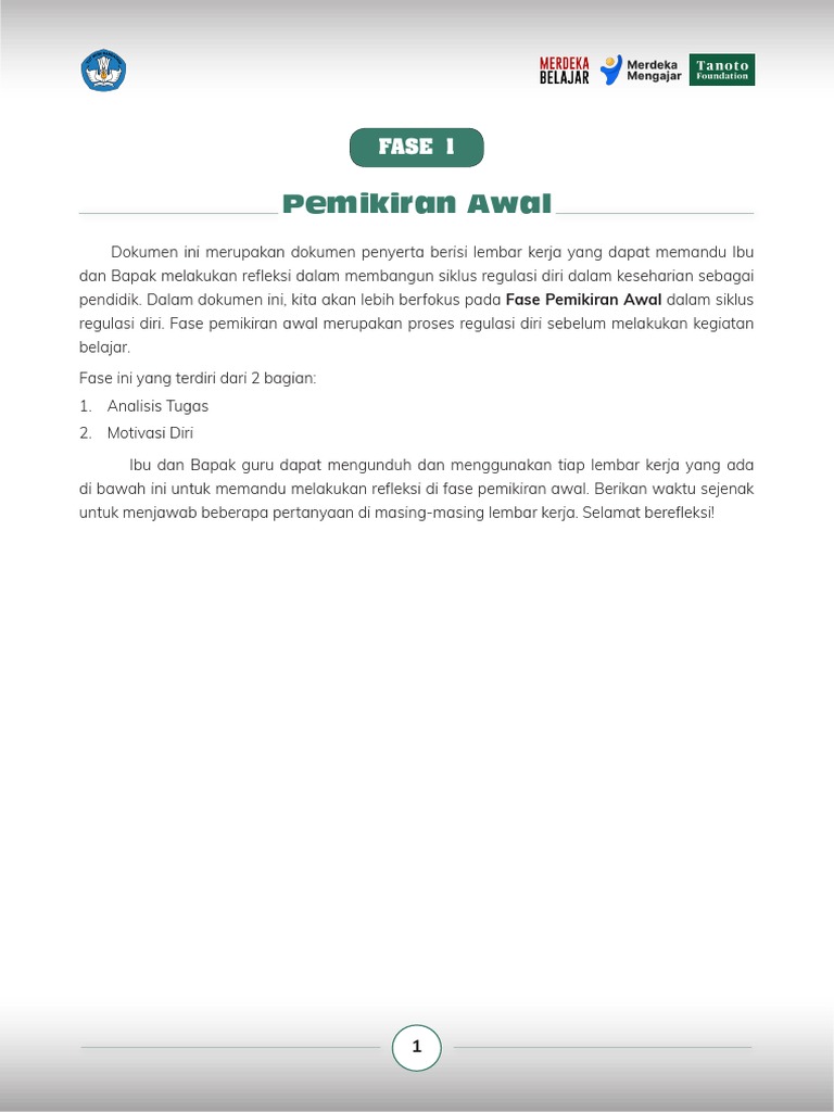 Refleksi Fase Pemikiran Awal Belajar | PDF | Karier & Perkembangan ...