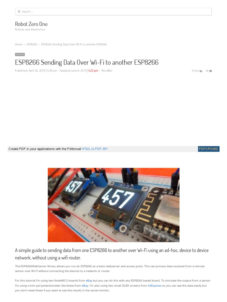 Robotzero One Sending Data Esp8266 To Esp8266 | PDF | Web Server ... Robotzero One Sending Data Esp8266 To Esp8266 | PDF | Web Server ...