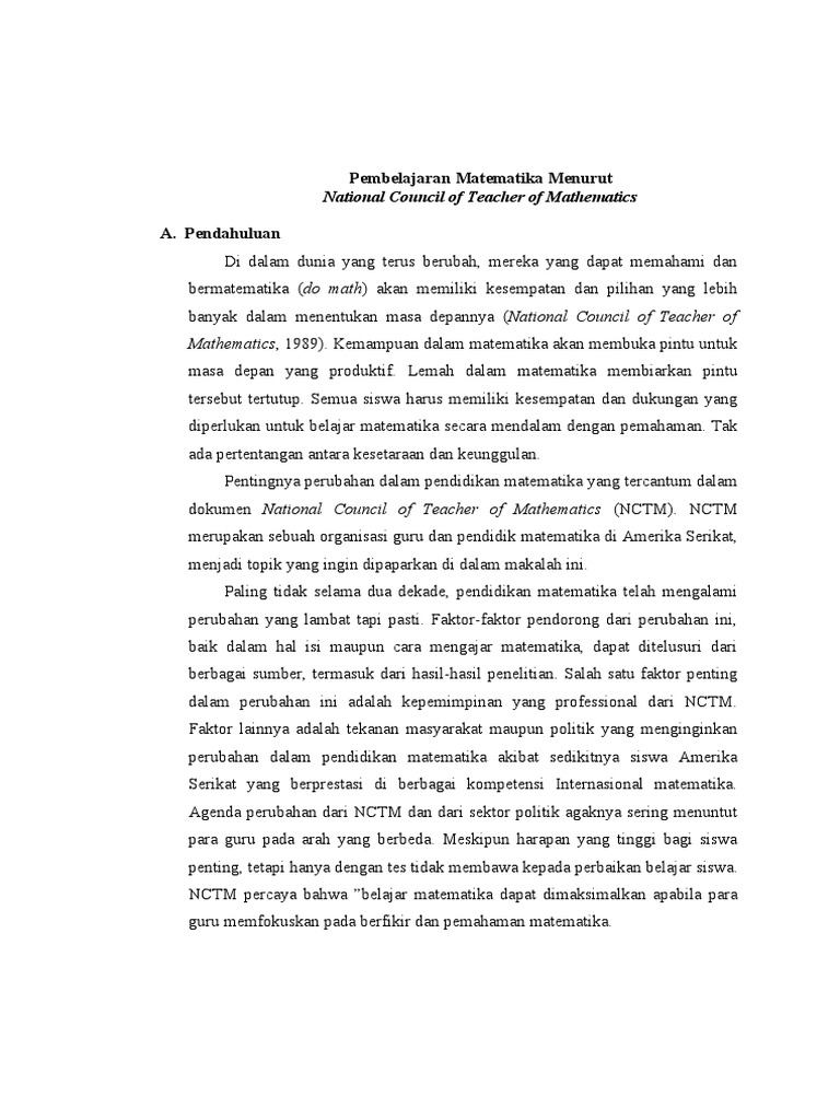 Pembelajaran Matematika NCTM | PDF | Karier & Perkembangan