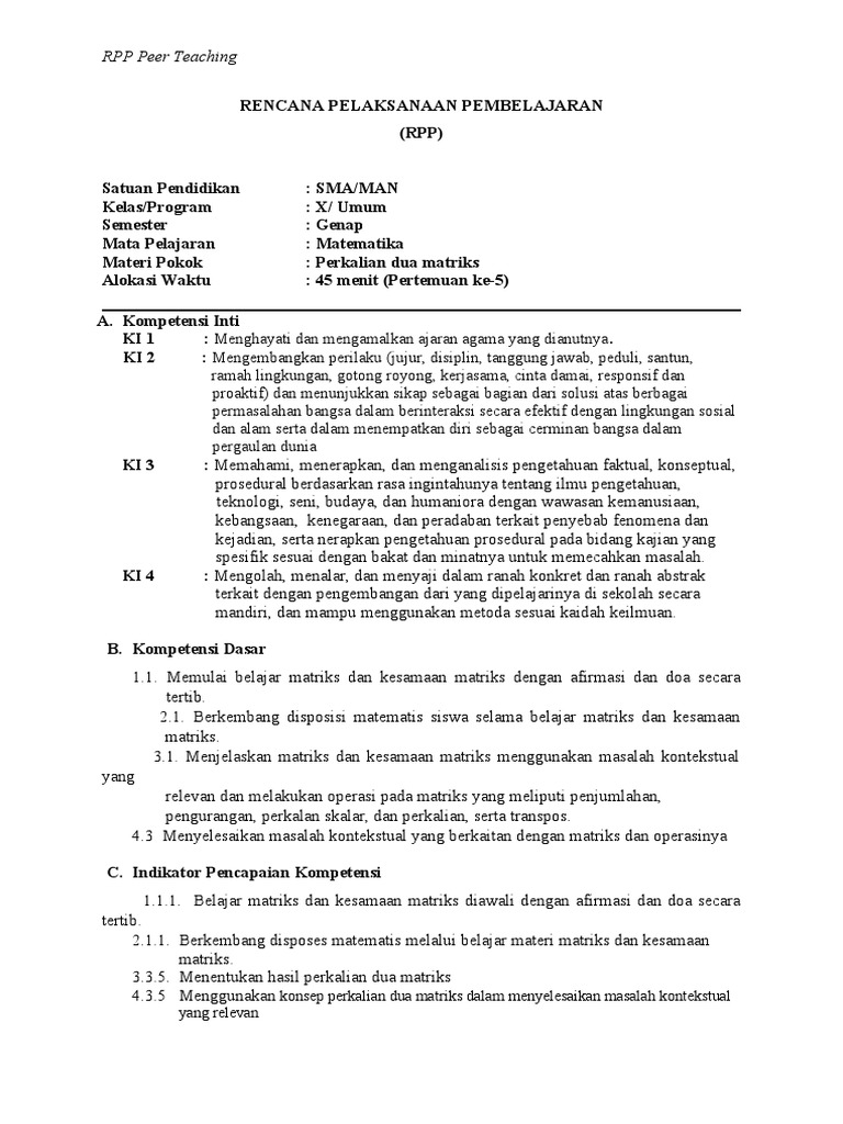 Contoh RPP PPG | PDF