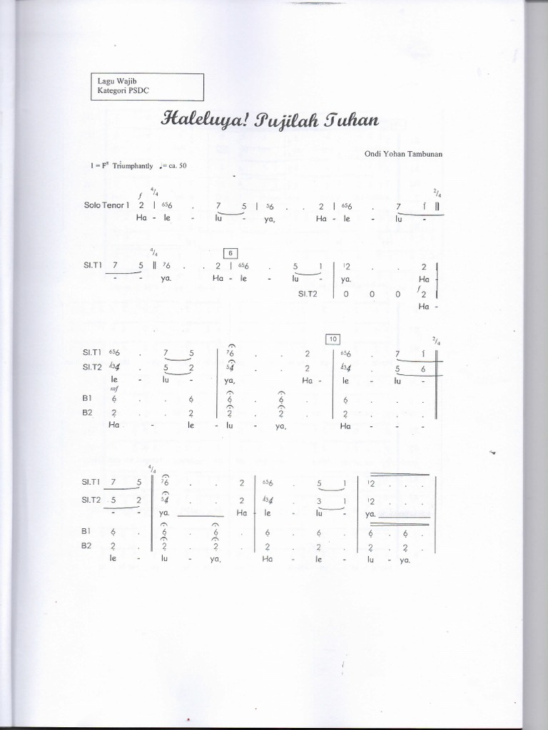 Lagu Wajib PSDC (Haleluya Pujilah Tuhan) | PDF