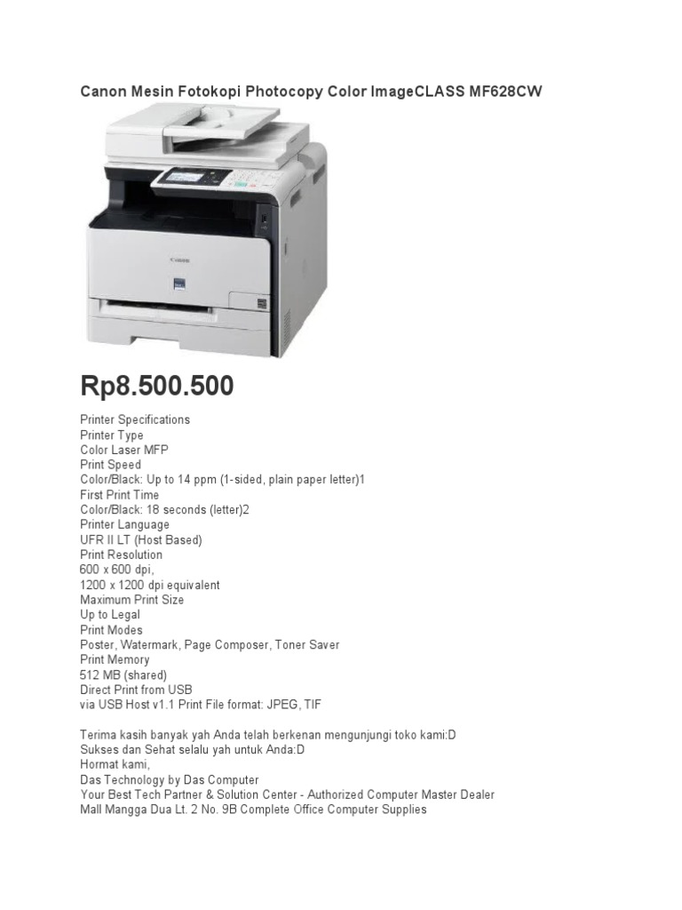 Canon Mesin Fotokopi Photocopy Color ImageCLASS MF628CW | PDF | Karier ...