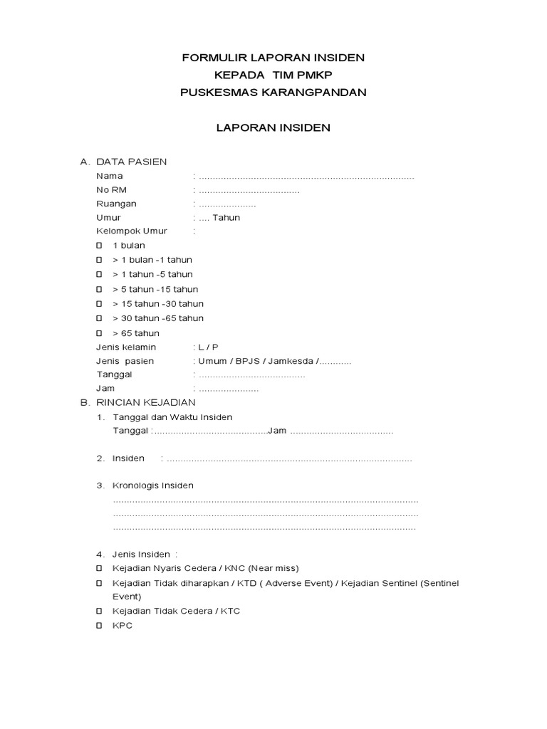 Form Laporan KTD KPC KNC | PDF