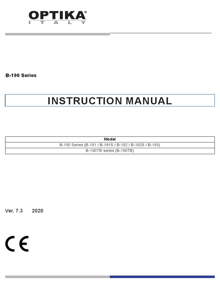 OPTIKA - B-190 - B-190TB - Instruction Manual - EN - IT - ES - FR - DE - PT | PDF | Aperture ...