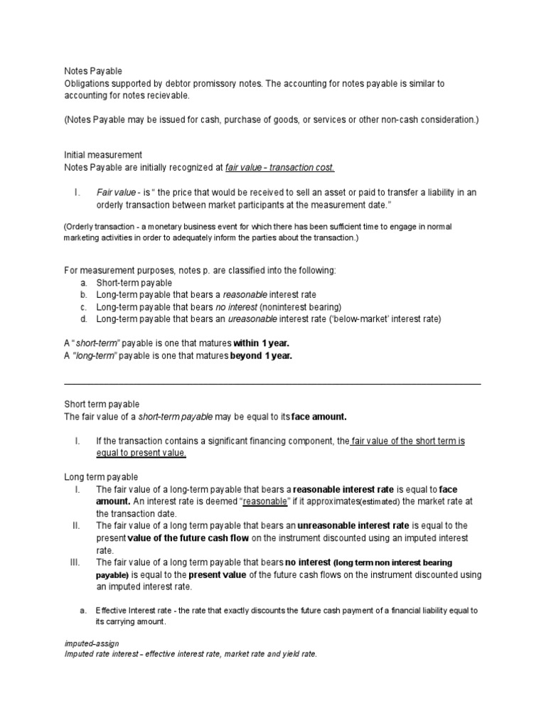 Notes Payable Pdf