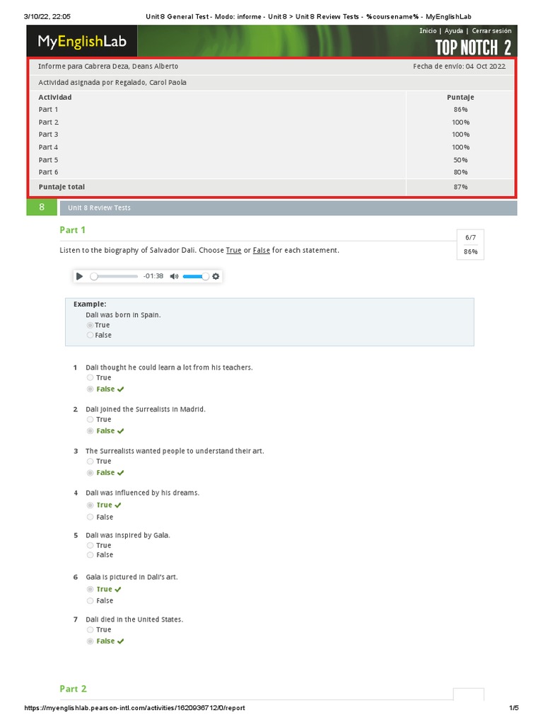 Unit 8 General Test - Modo - Informe - Unit 8 - Unit 8 Review Tests ...