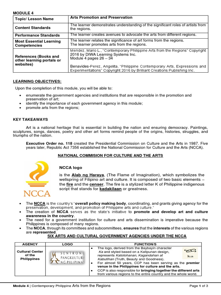 MODULE 4 Conptemporary Philippine Arts From The Regions | PDF | Philippines
