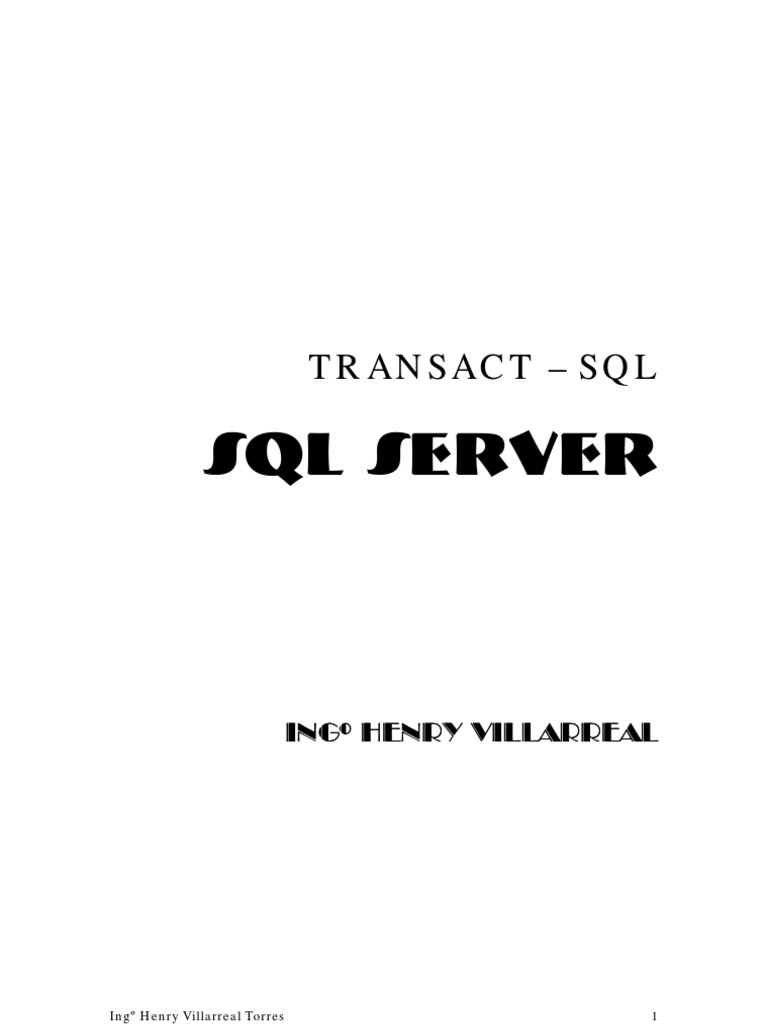 Transac SQL Server | PDF | SQL | Servidor SQL de Microsoft