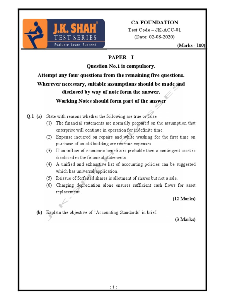 Cafc Test Paper 1 Accounts | PDF