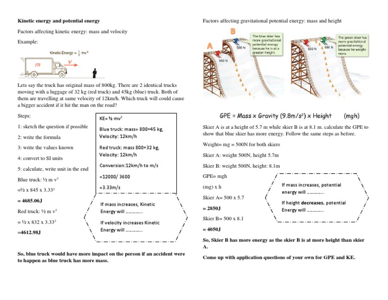Factors Affecting GPE and KE Final | PDF | Mass | Kinetic Energy