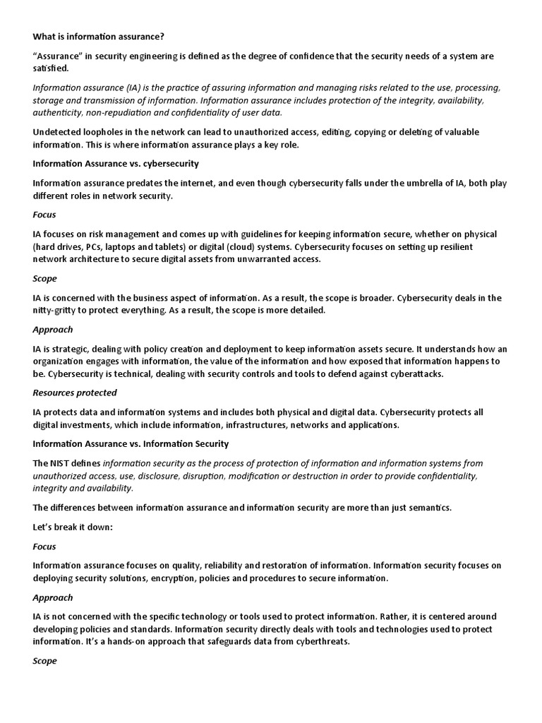 Understanding Information Assurance | PDF | Information Security | Security