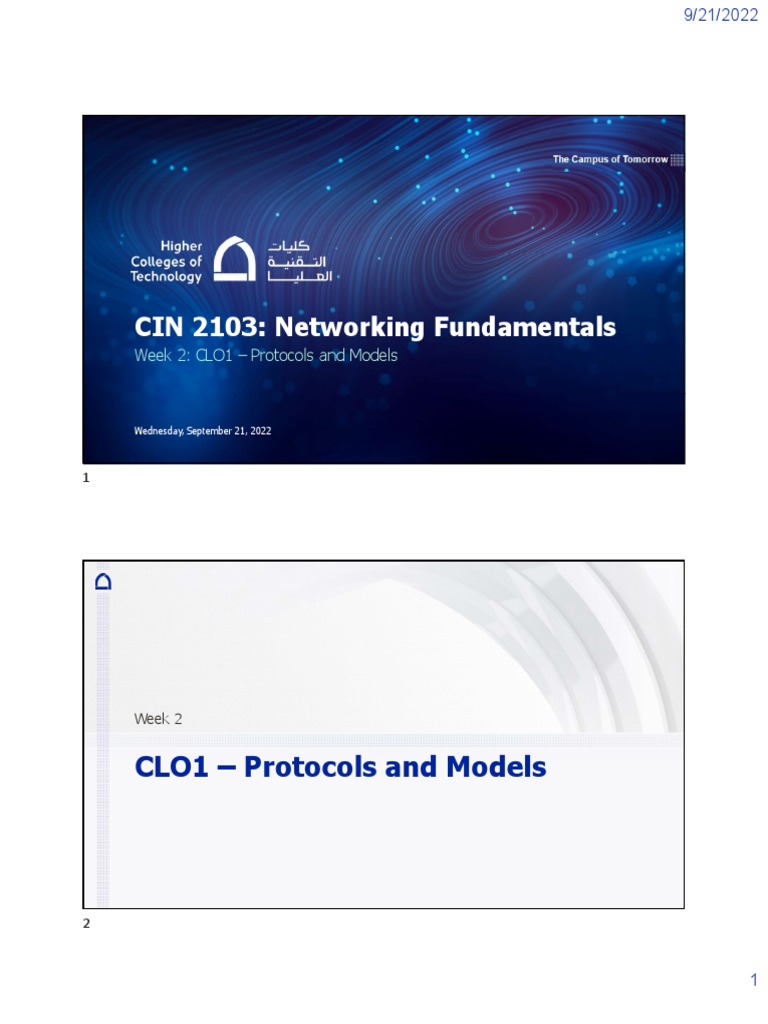 CIN 2103: Networking Fundamentals: CLO1 - Protocols and Models | PDF ...