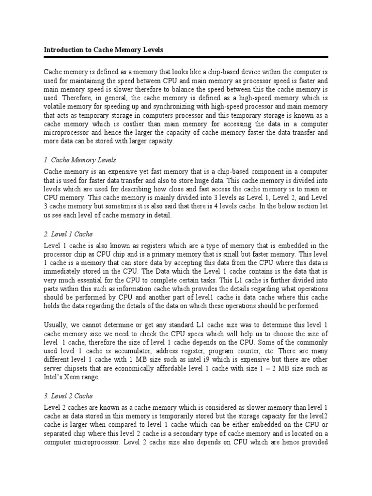 An Overview of Cache Memory Levels from L1 to L3 and Their ... An Overview of Cache Memory Levels from L1 to L3 and Their ...