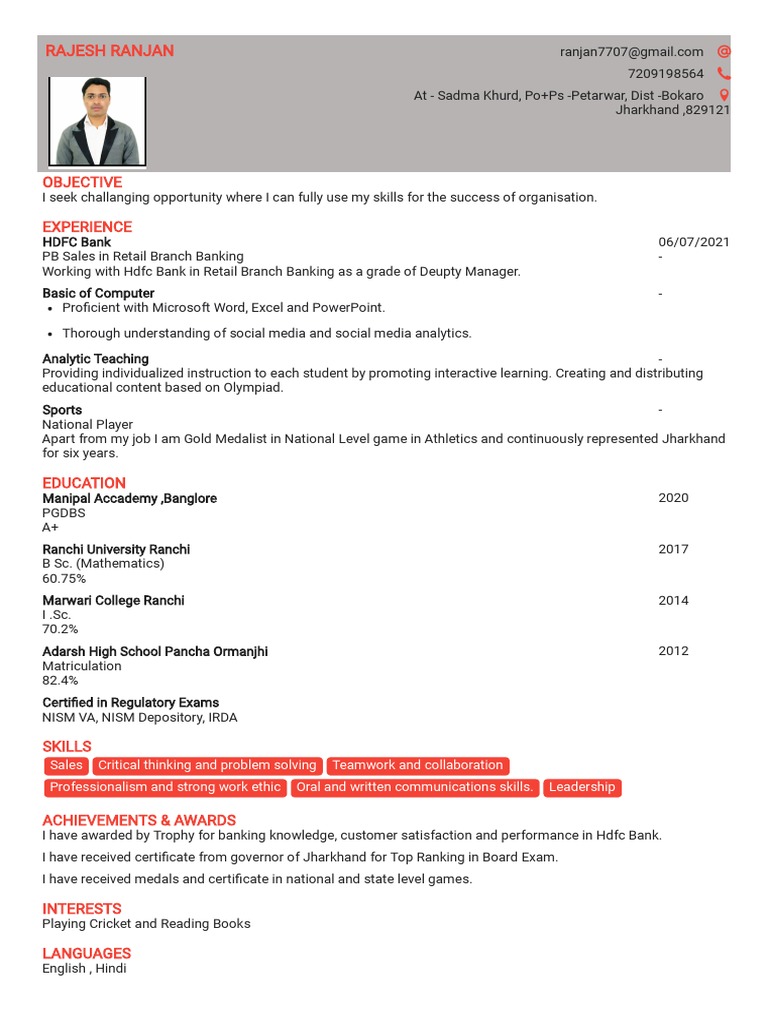 Rajesh Ranjan CV | PDF | Learning | Communication