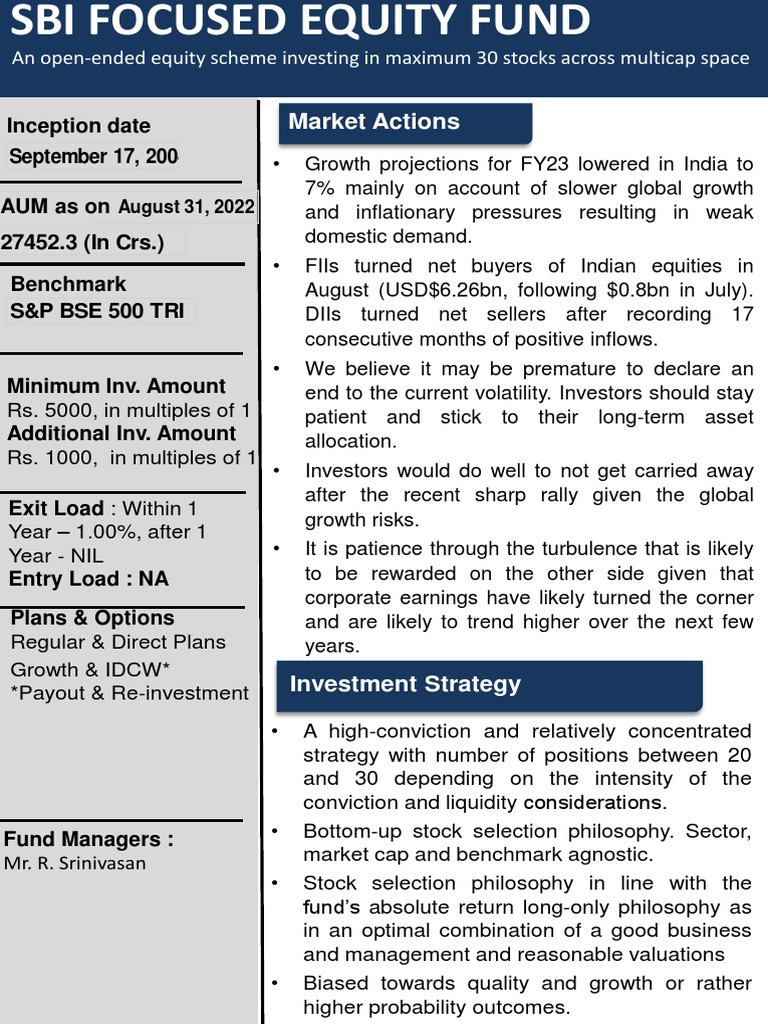 SBI Focused Equity Fund (1) 09162022 | PDF | Stocks | Investing
