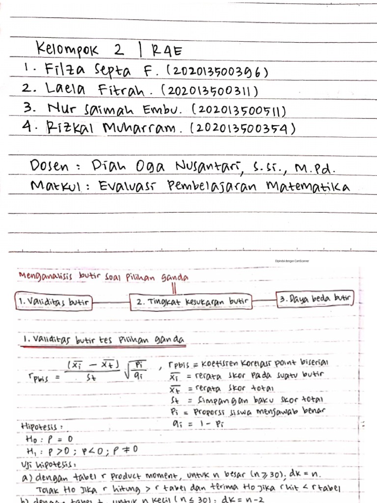 R4E Kel. 2 Analisis Butir Soal Evaluasi Pem - MTK | PDF