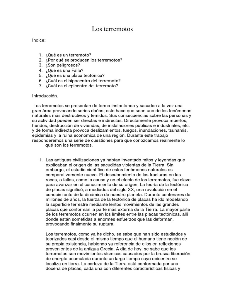 Los Terremotos | PDF | Temblores | Falla (geología)